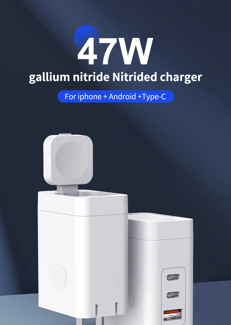 Universal Usb Type C Fast Portable Telephone Chargeur 4 In 1 Wall Charger 3 Port Usb 47w Charger ...