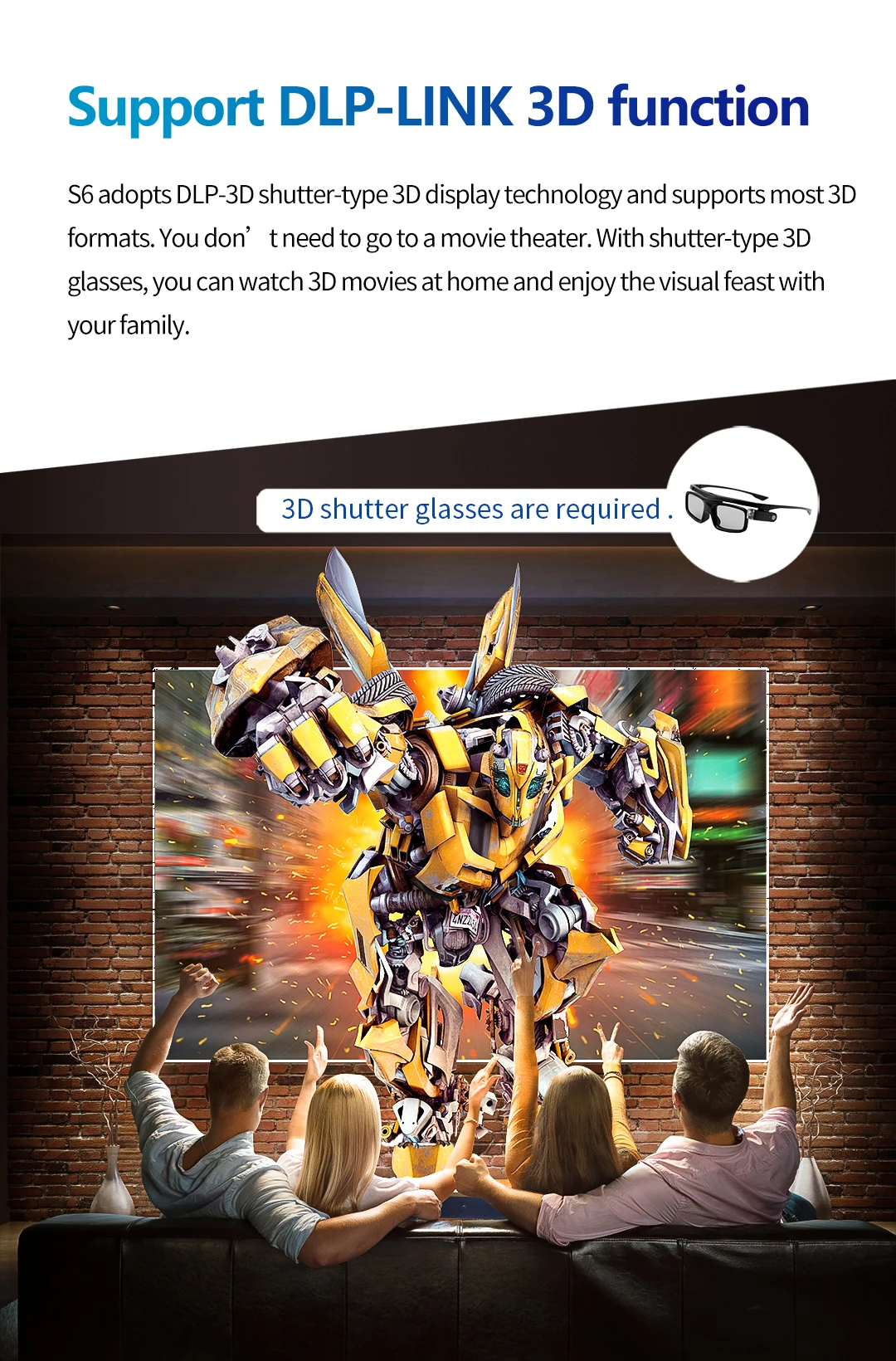 Top Sales V008 Dlp 3d Hologram Smart Projector Android 11.0 Portable Design Easy Take For ...