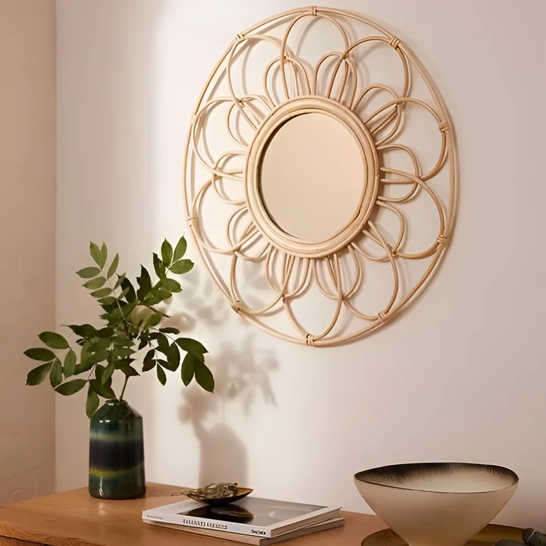 Vietnam-made Hanging Rattan Circular Wall Mirror Best Boho Wicker ...