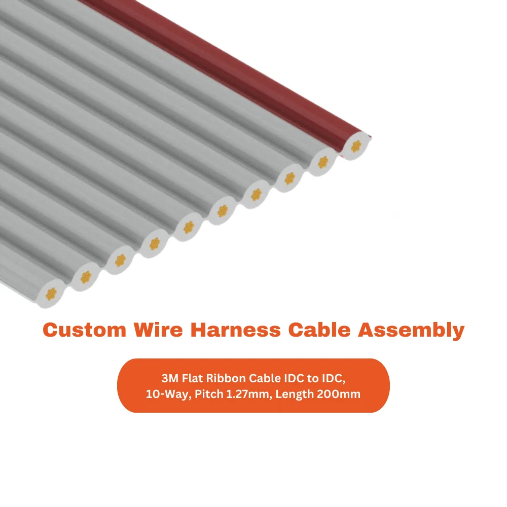 3m Flat Ribbon Cable Idc To Idc 10-way Pitch 1.27mm Length 200mm Custom ...