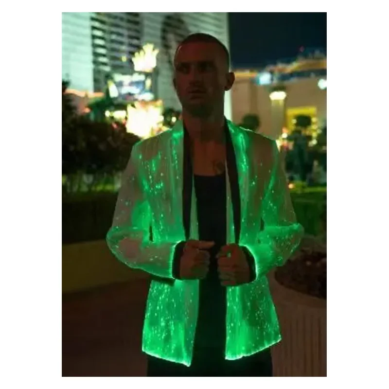 Male LED Suit Jacket Gentleman Light Up Dress Optic Fiber Luminous ...