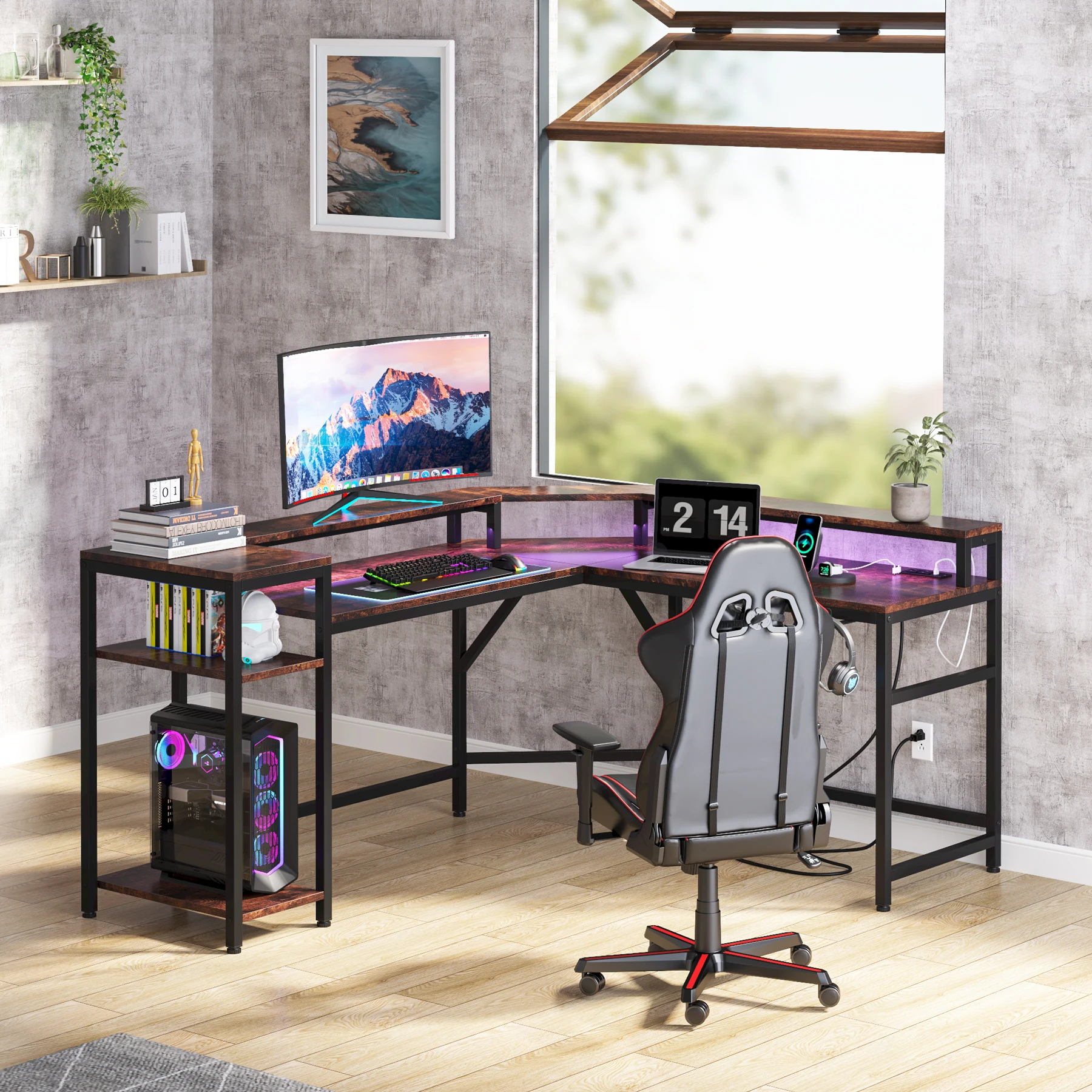 L-shaped Large Corner Desktop Computer Pc Big Workstation Gaming Desk ...