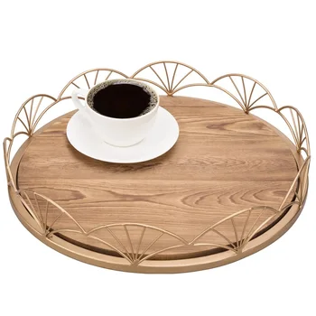 Restaurant Serving Pizza Tray Round Shape Wooden Coffee Tray Hotels ...