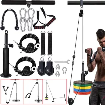 Pulley Cable System Gym,Upgraded 2 Weight Cable Pulleys Attachments For ...
