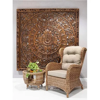 Customized Square Shaped Mdf Wall Panel Hand Carved Design Natural ...