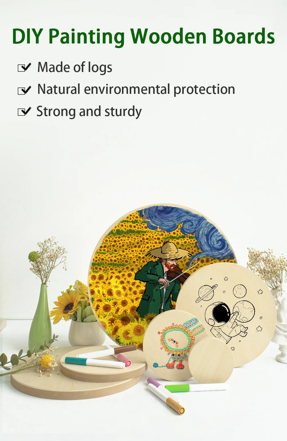 40cm Round Canvas Board Cradle Painting Panel 1.8cm Deep Unfinished ...