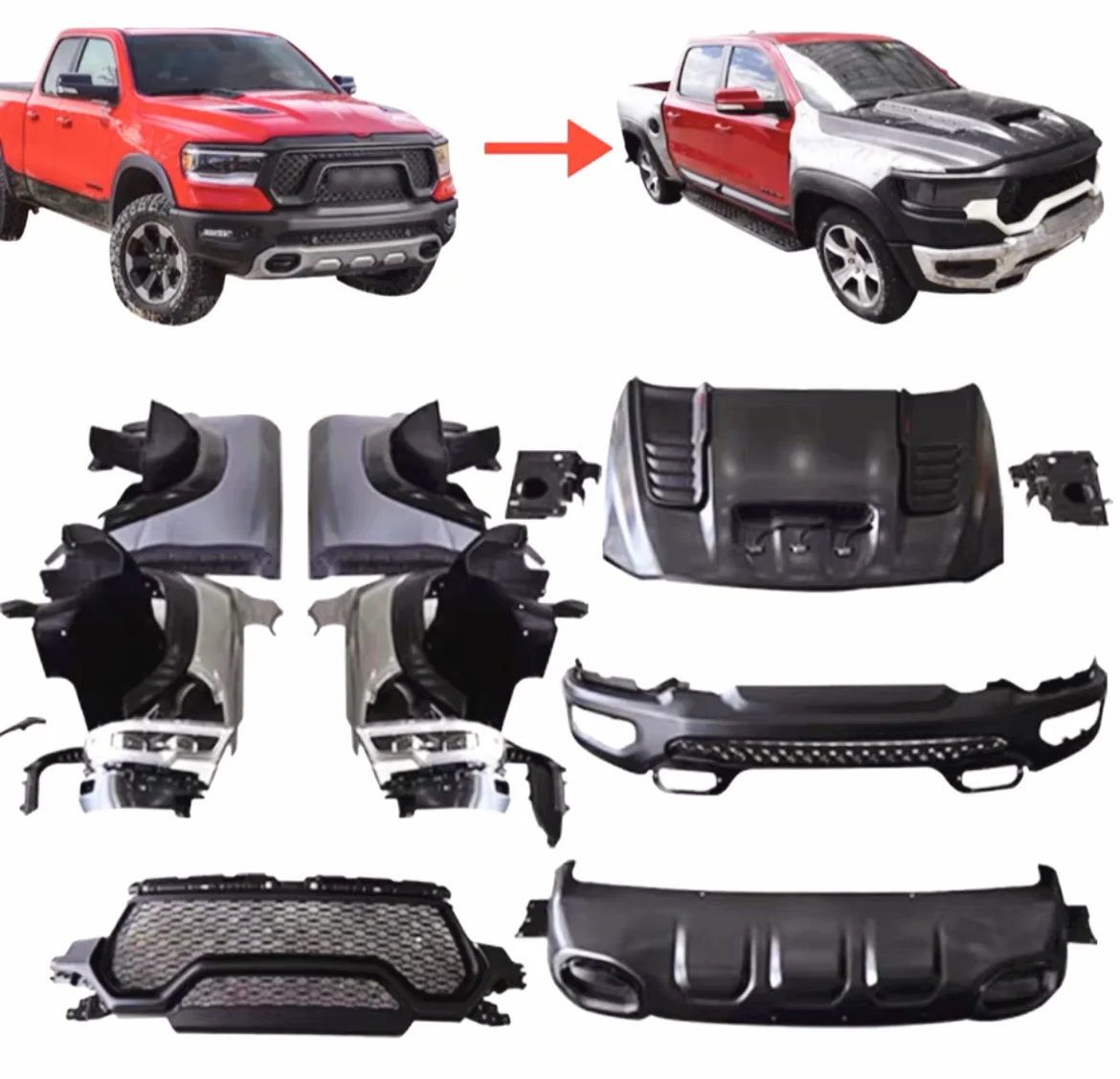 2019-2022 Ram Trx Conversion Bumper Body Kits - Juncheng