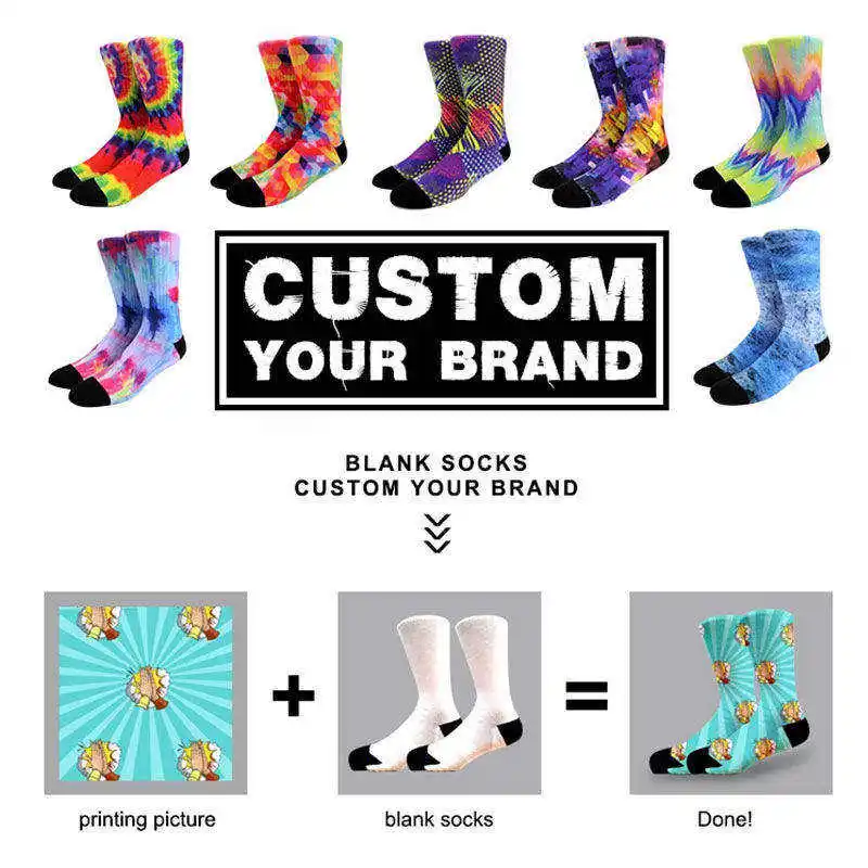 Wholesale Crew White Sublimation Socks Men Silky Socks Sublimation ...