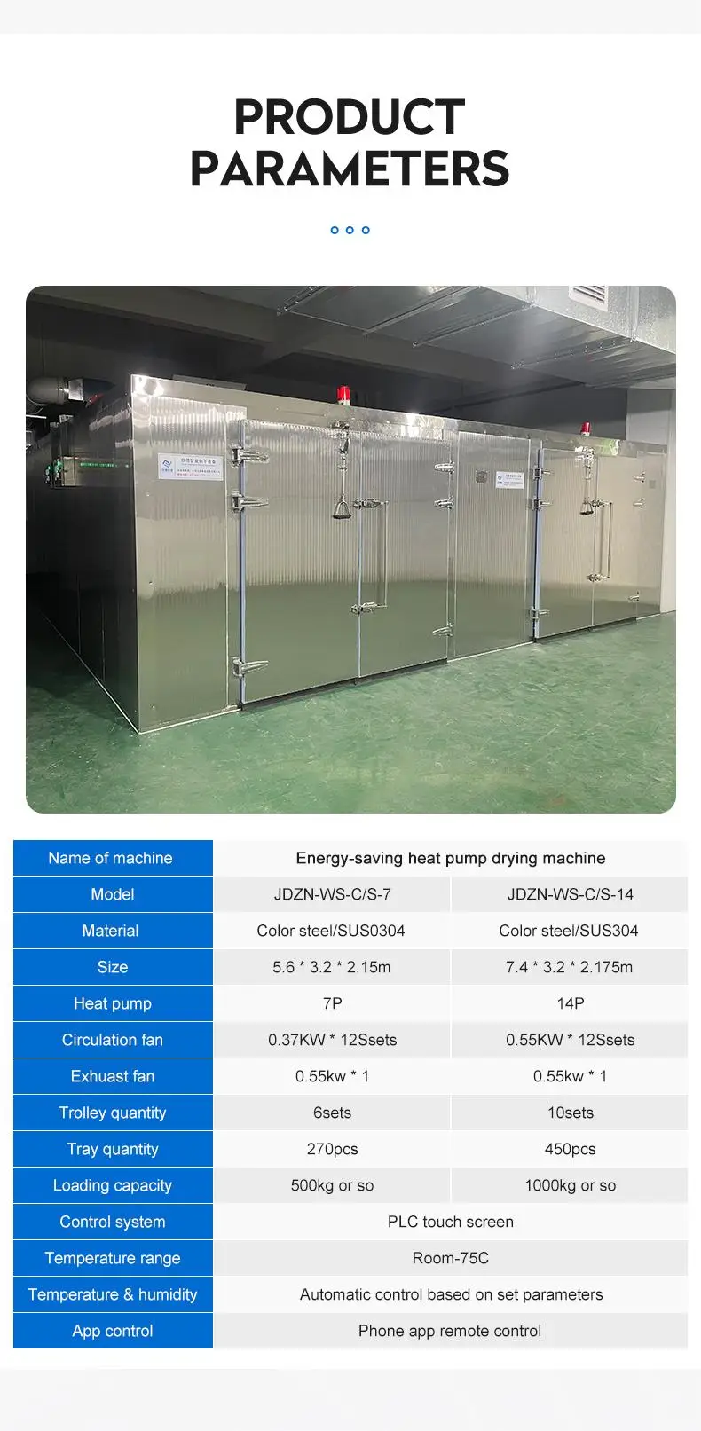 High Efficiency 1000kg Vegetables Drying Machine for Food
