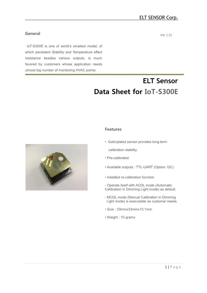 Good Selling Elt Sensor Iot-s300ea-5v Made In Korea It Has Temperature ...