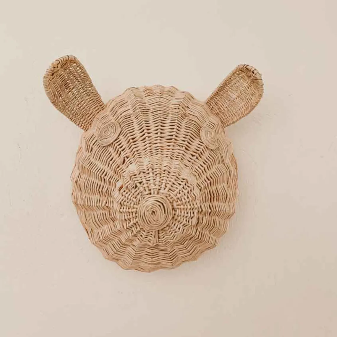 Natural Rattan Elephant Wall Decor - Minimalist Kids Bedroom Hanging ...