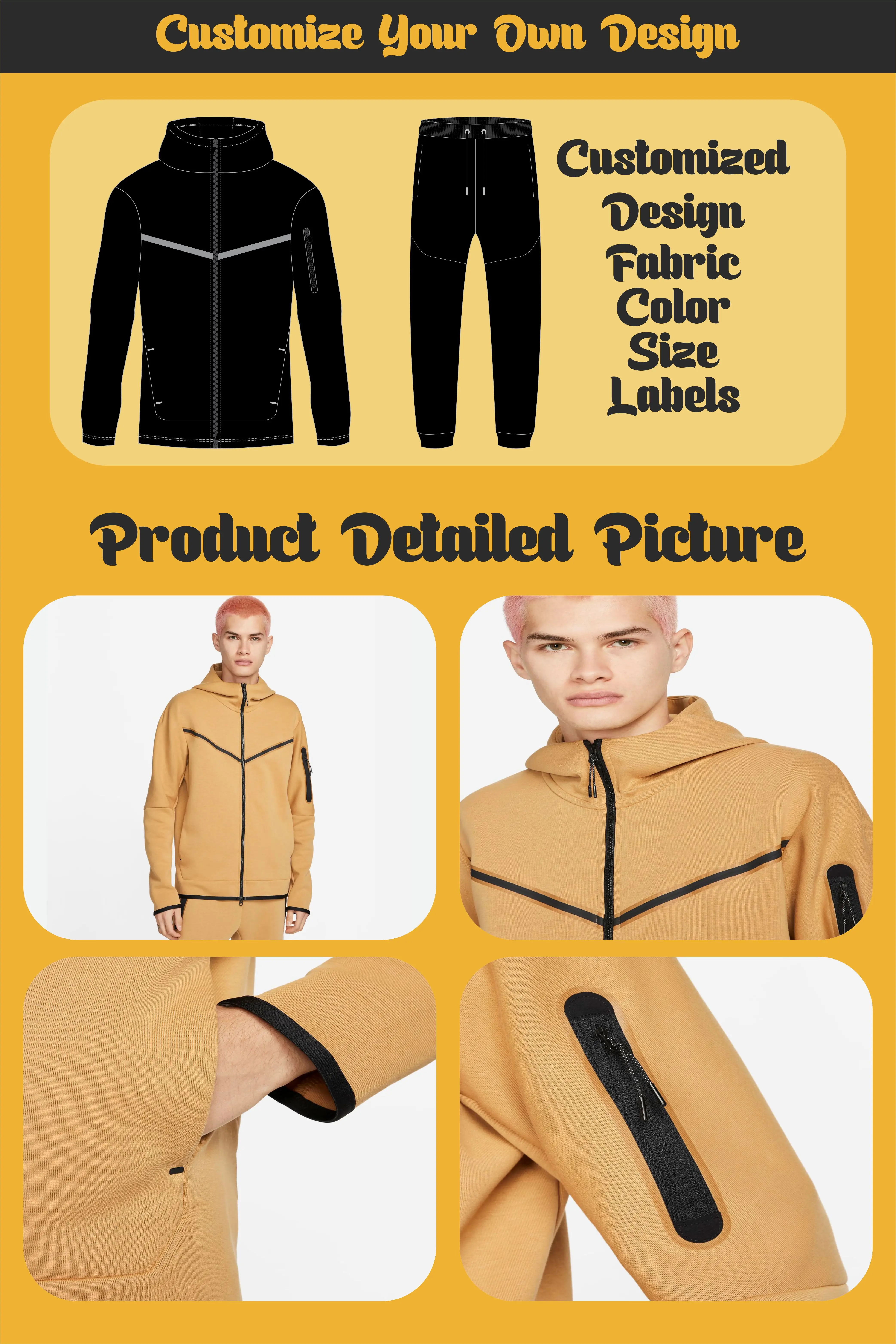 Oem Tech Fleece Slim Fit Mens Tracksuit Sweatsuit Private Label Jogger ...