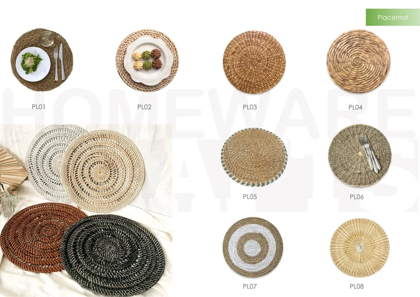 2023 Round Shape Seagrass Placemats Handmade Bamboo Place Mat Water ...
