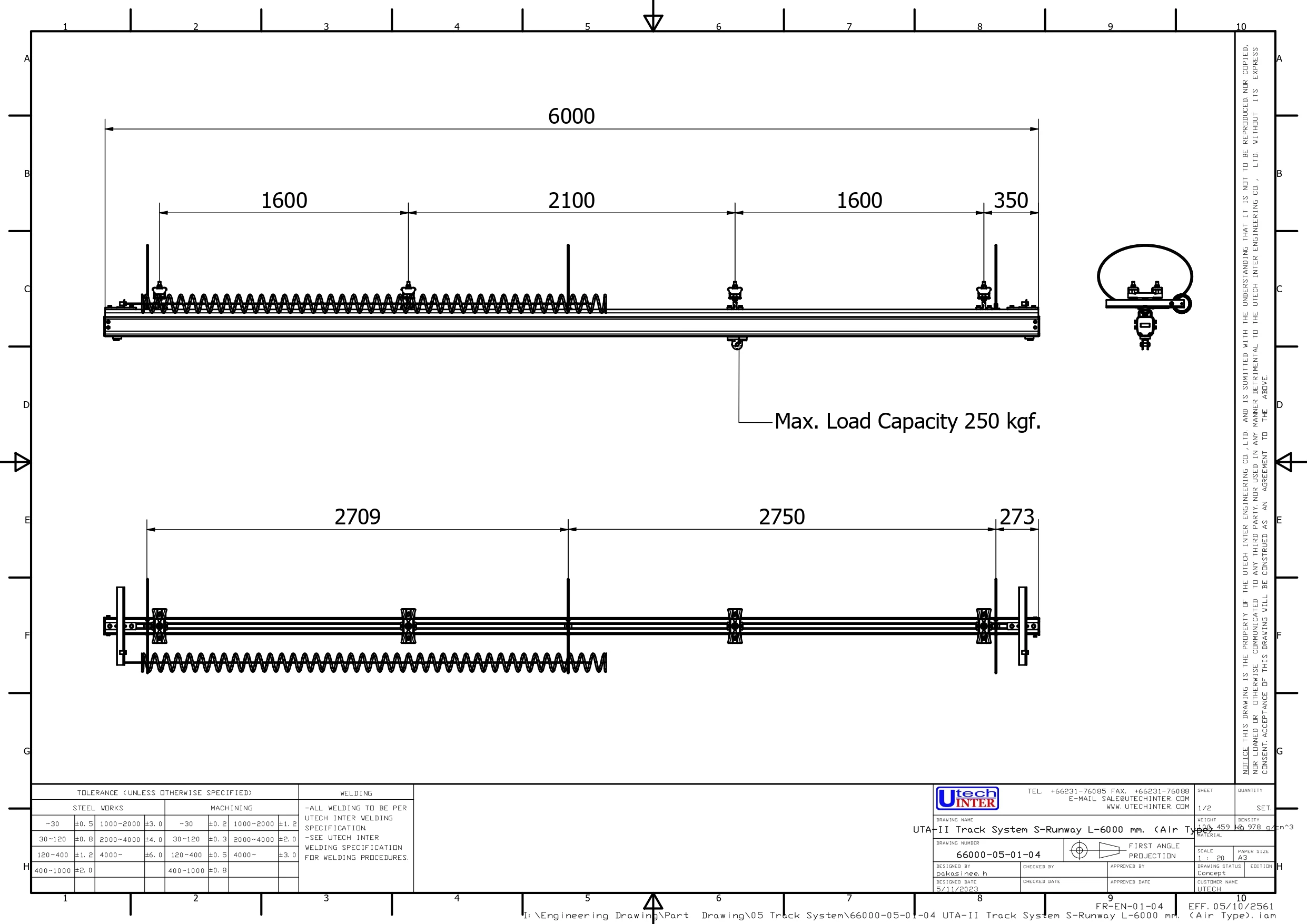 Overhead Rail Assist Device Uta-ii S-runway L-6000 Mm. (air Type ...