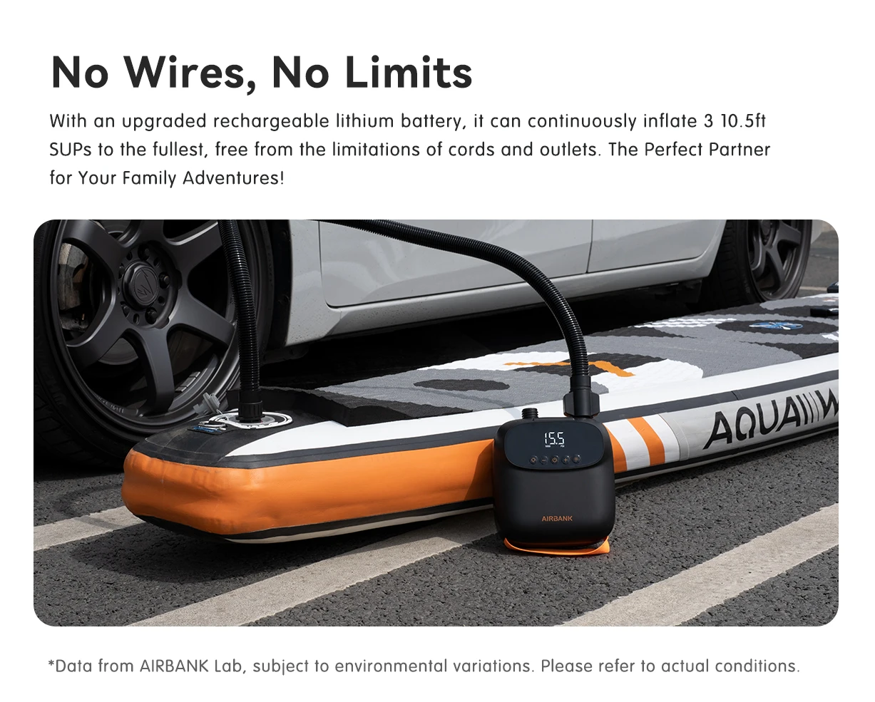 Airbank 20psi High Pressure Stand Up Paddle Board Pump Rechargeable Sup ...