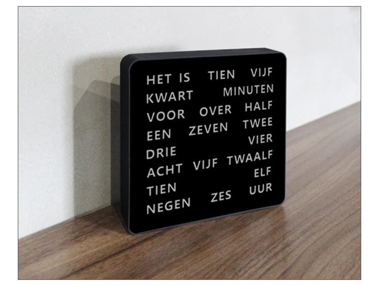 Custom LED Silent Wall Clock - 6" Square Face Digital Display in Dutch ...