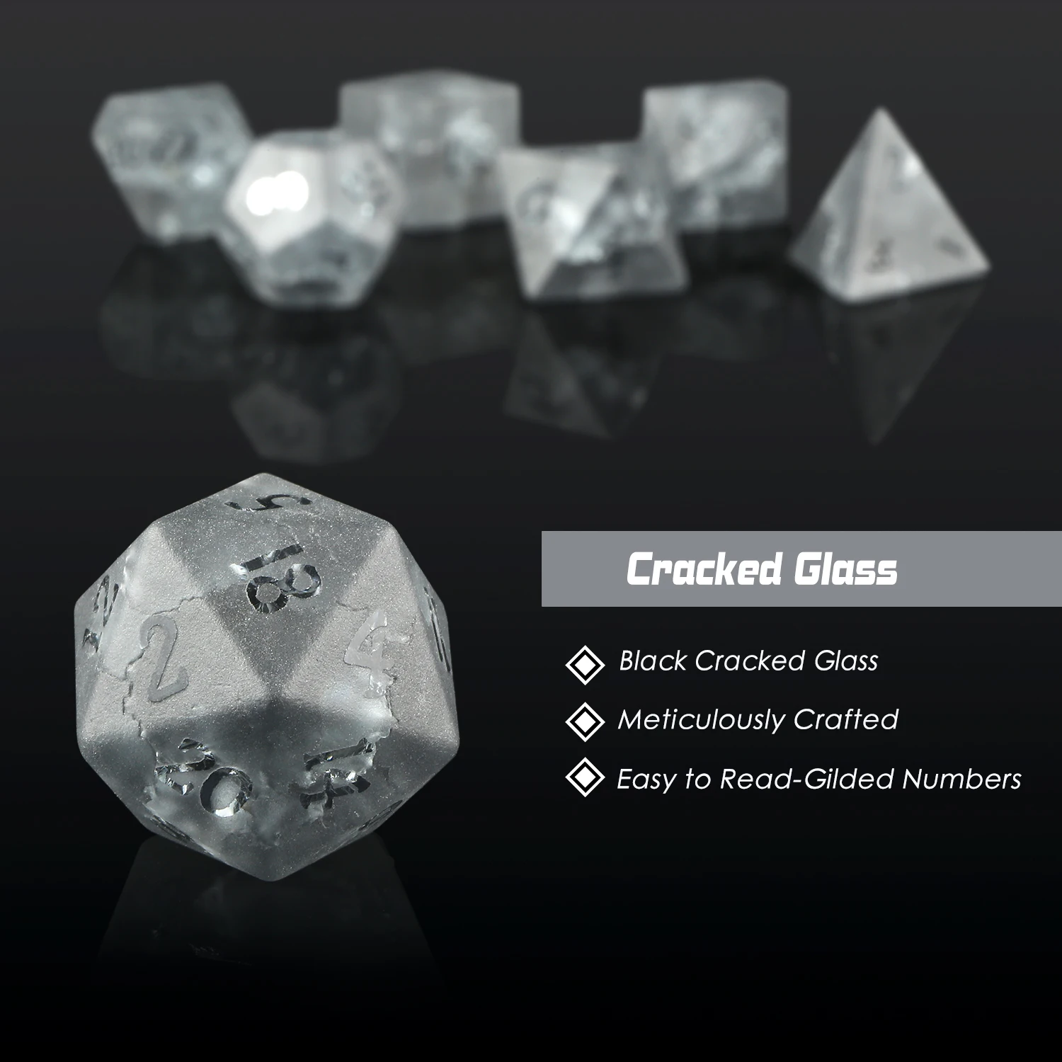 Wholesale Custom DND Dice - Cracked Glass Polyhedral Set
