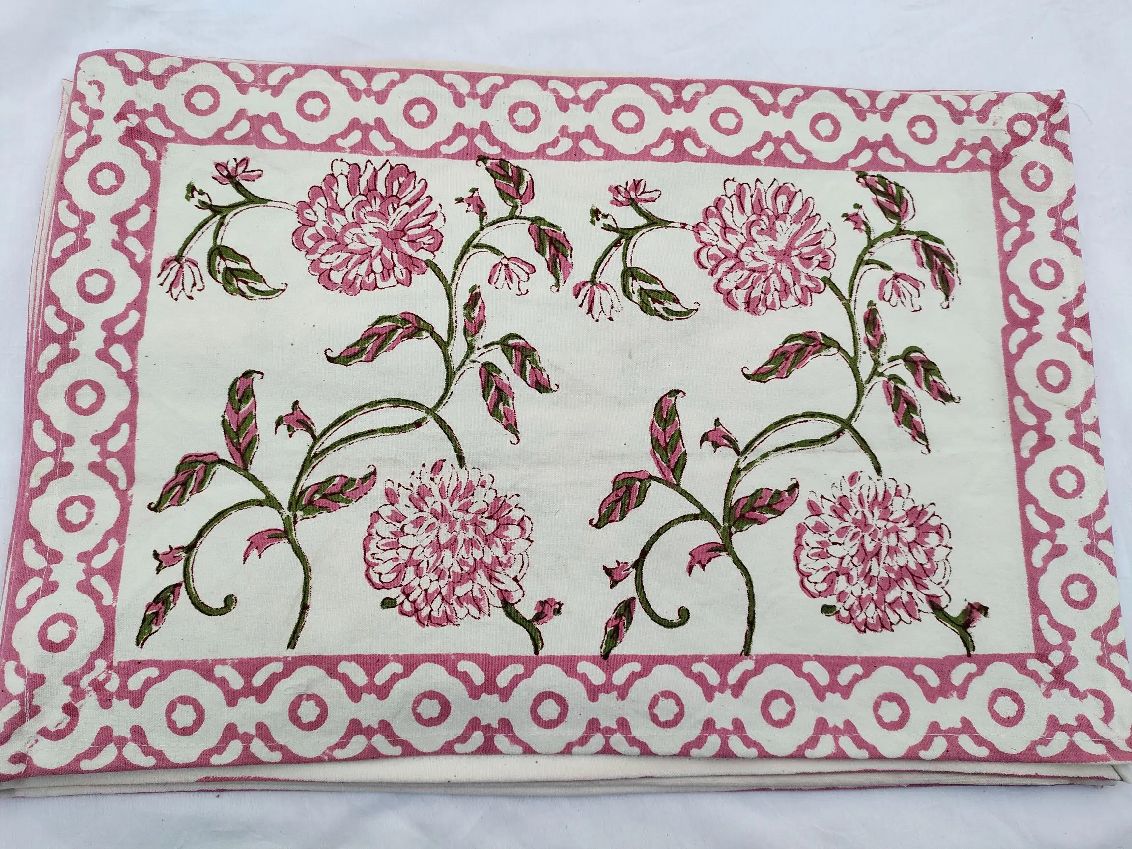 Pink Colors Mats Dining Table Placemats Indian Cotton Hand Block ...