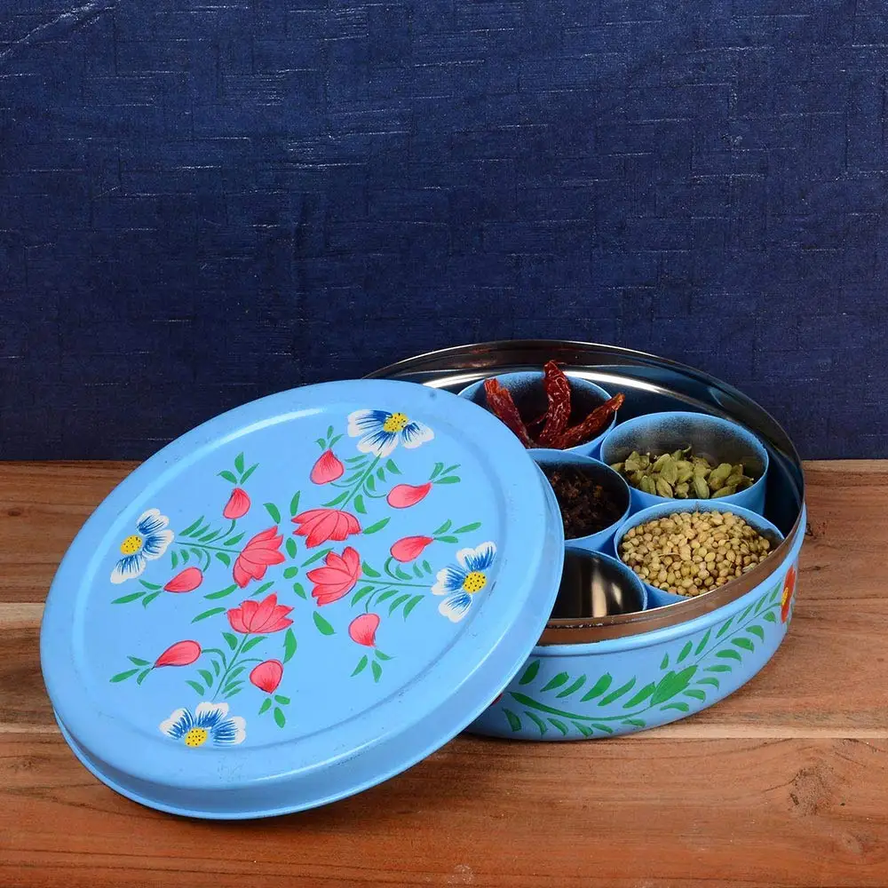 King Spice Box Steel/brass Masala Box/spice Box Container Olden Brass ...