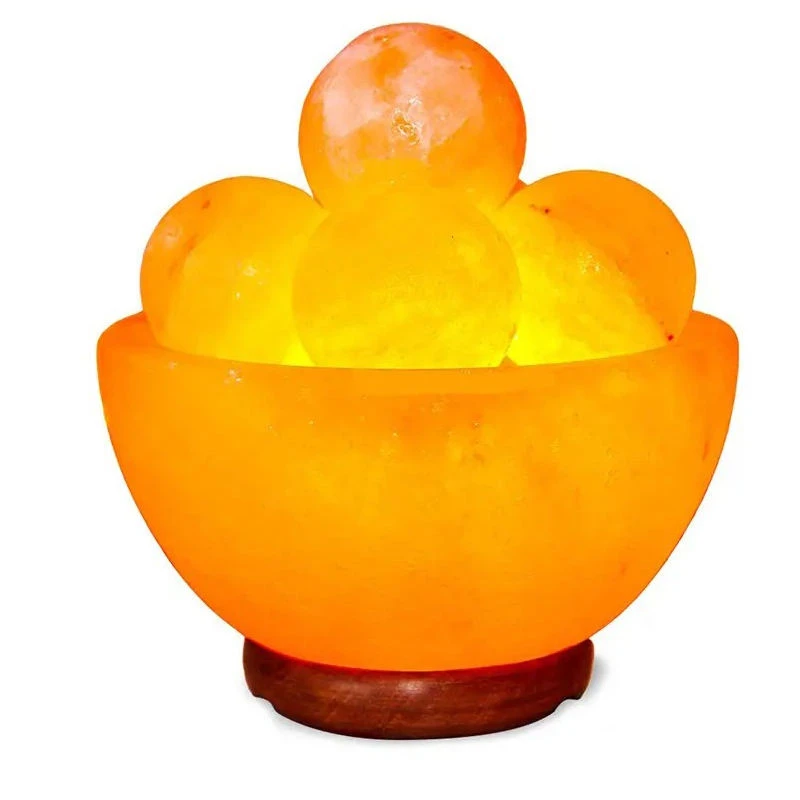 Himalayan Salt Lamp Fire Bowl With Salt Balls Made In Pakistan With ...