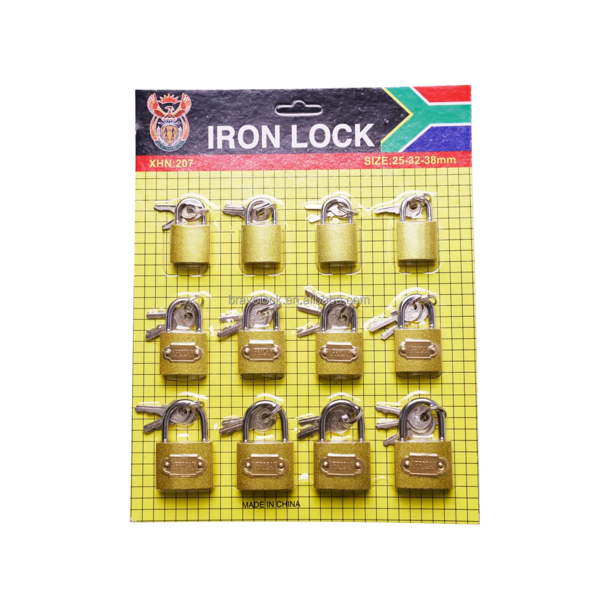 12 Pcs Padlock Set Iron Padlock 25-32-38/32-38-50mm Cheap Copper Lock ...