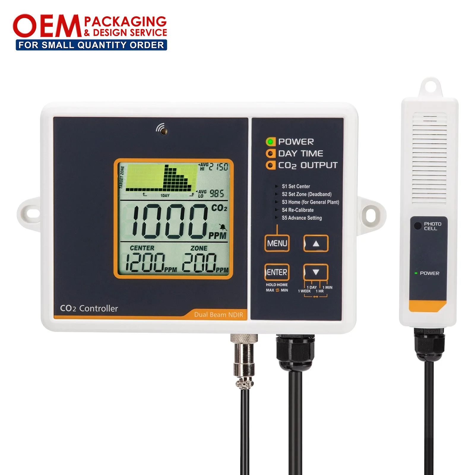 NEW Carbon Dioxide Monitor CO2 Controller w/ 4.6 Meters Dual Beam NDIR ...
