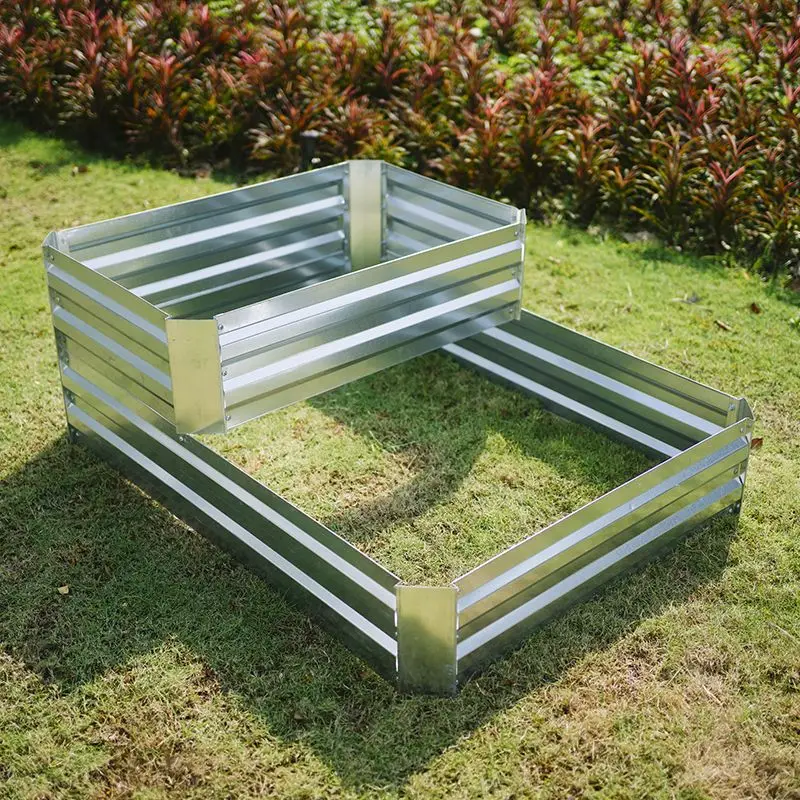 Galvanized Steel Stair-Style Raised Garden Planter Bed Outdoor 47.5x35 ...