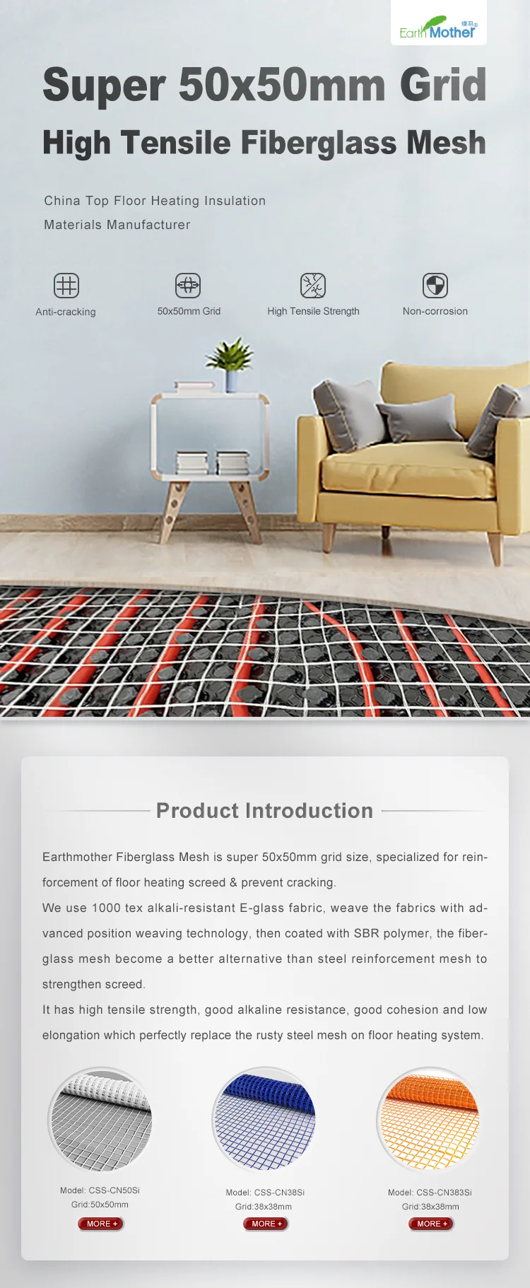 Underfloor Heating Clip Mould Mesh Fiberglass 130-150g/m2 Radiant Floor ...