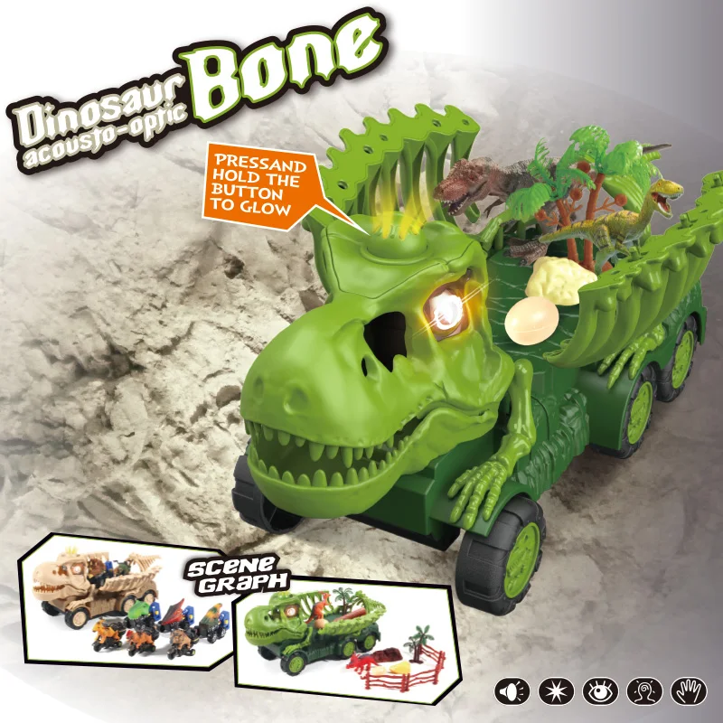 Dinosaur Bone Shape Car Combo Set - Fun with Lights & Sounds