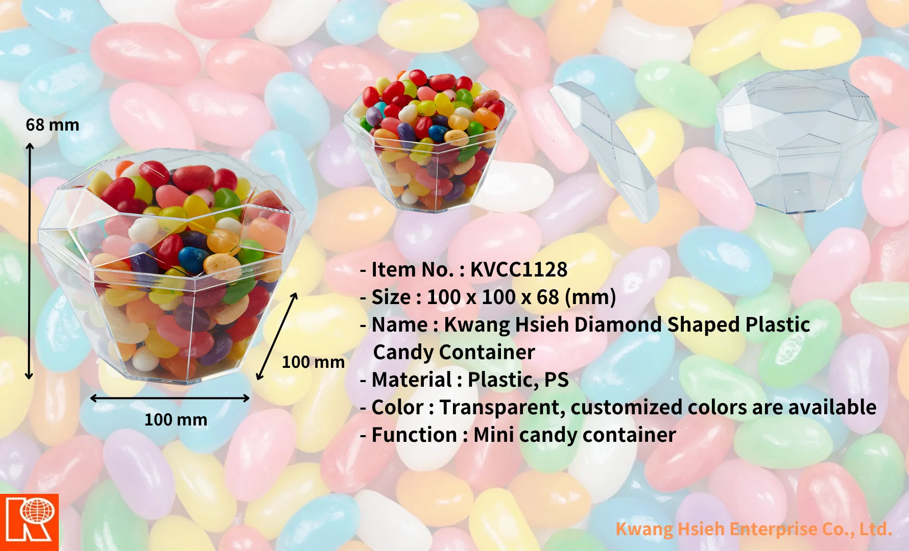 Kwang Hsieh Diamond Shaped Plastic Mini Candy Container