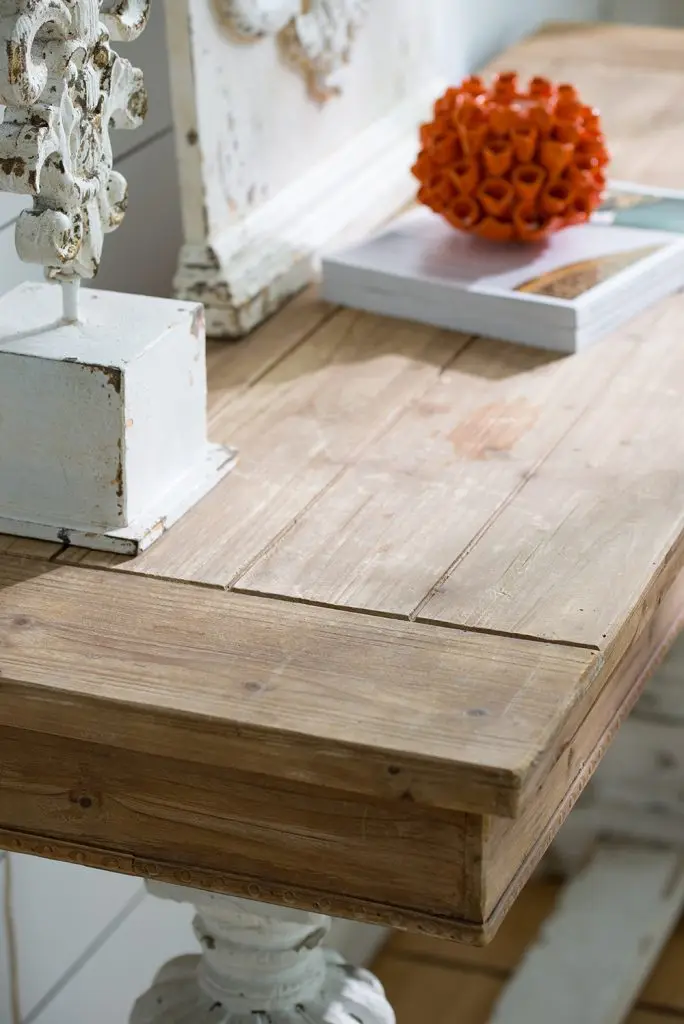 Premium Quality French Country Stylish Whitewashed Natural Wood Console ...