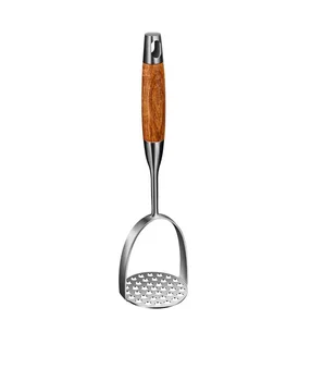 Stainless Steel Potato Masher With Wood Handle Heavy Duty Metal Potato ...