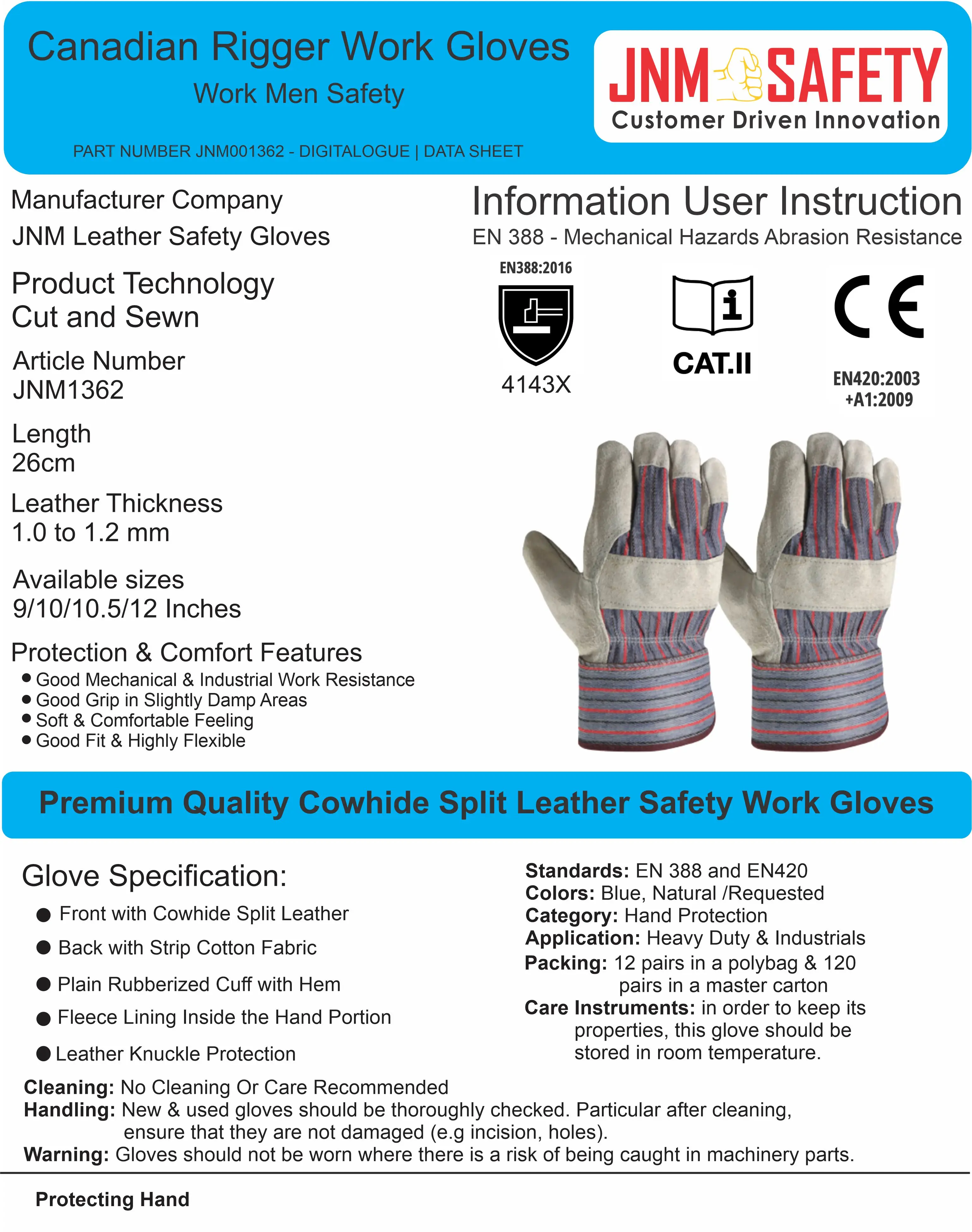 Industrial Safety Hand Protection Canadian Rigger Cowhide Split Leather ...