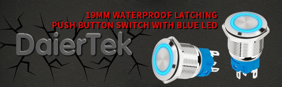 Daiertek 19mm IP65 Waterproof Push Button Switch with LED