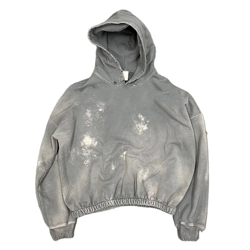 distressed vintage acid washed no strings hoodies custom puff printing ...