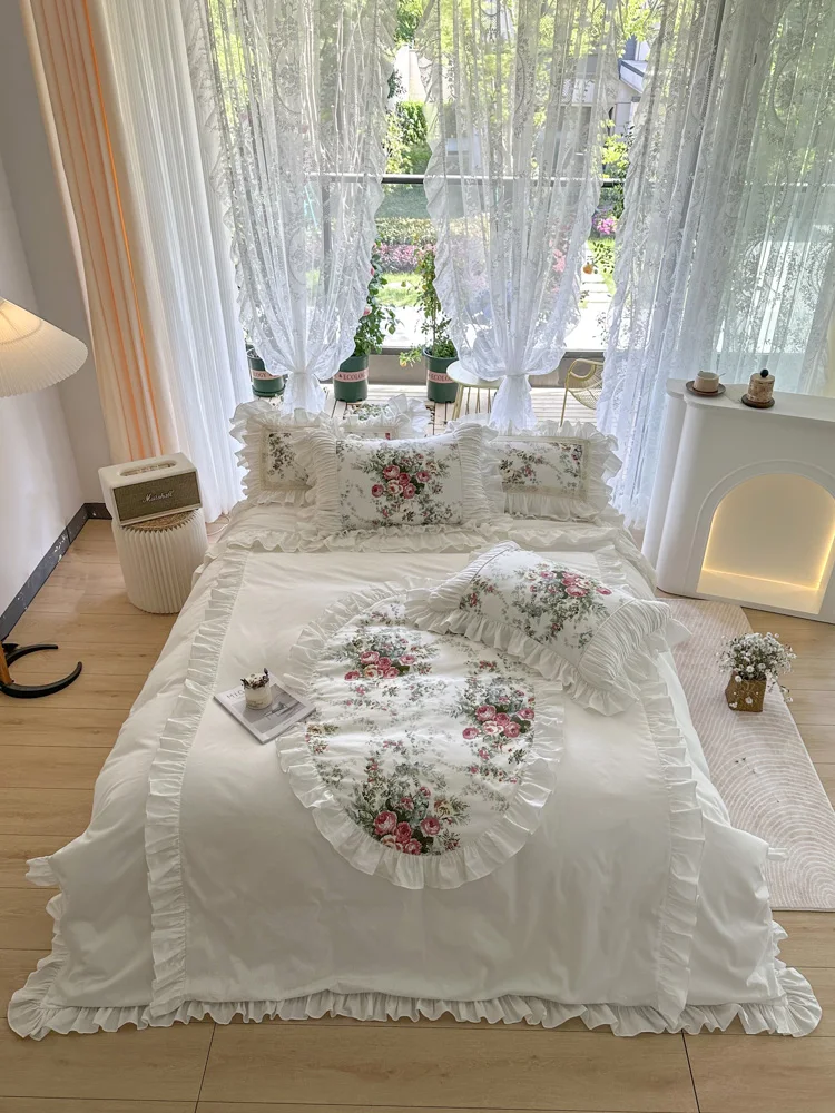 Luxury European Style Wedding Bed Spread Bedding Set Ruffled Bedding ...