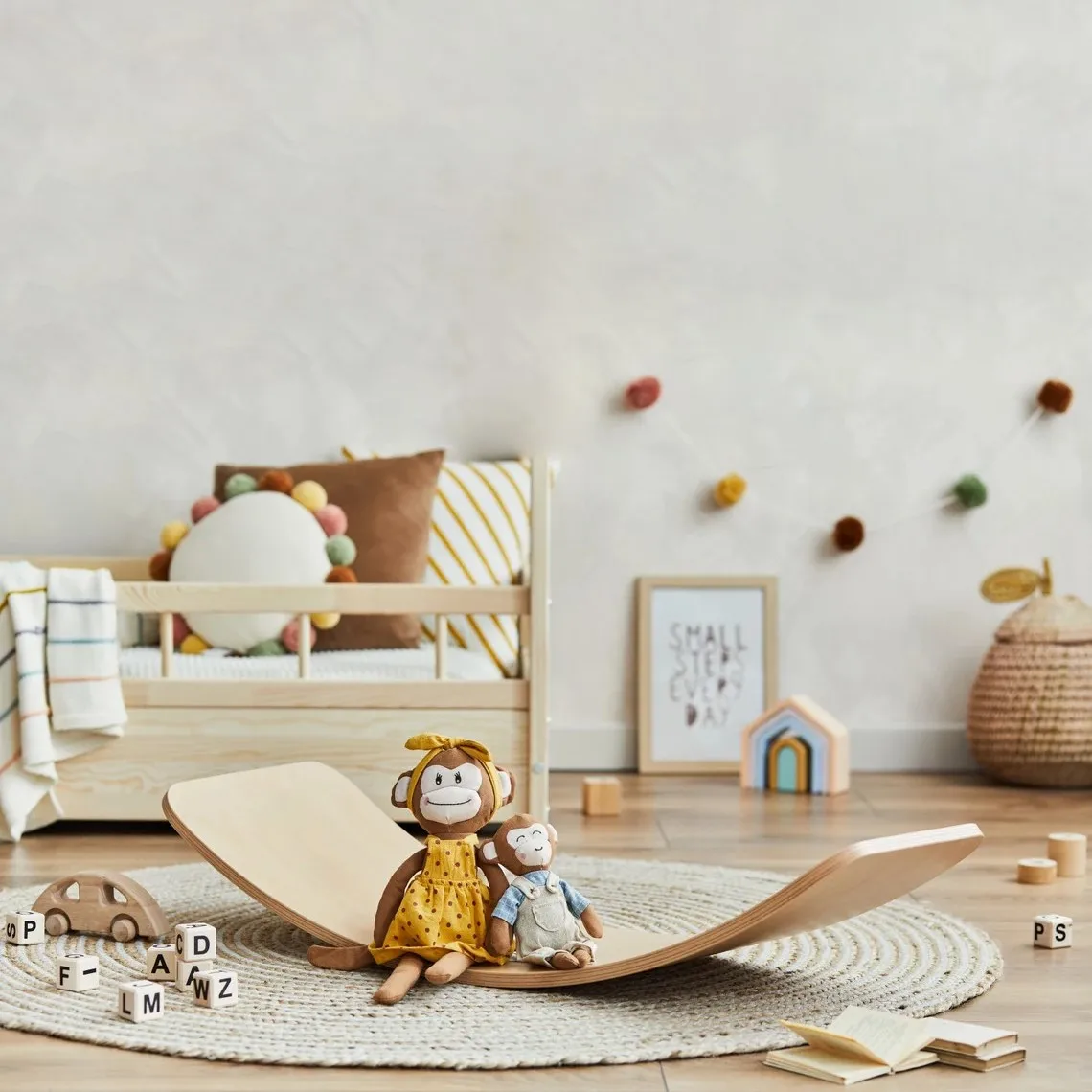 Colorful Curved Wood Balance Arc Board Wooden Children Wooden Balancing ...