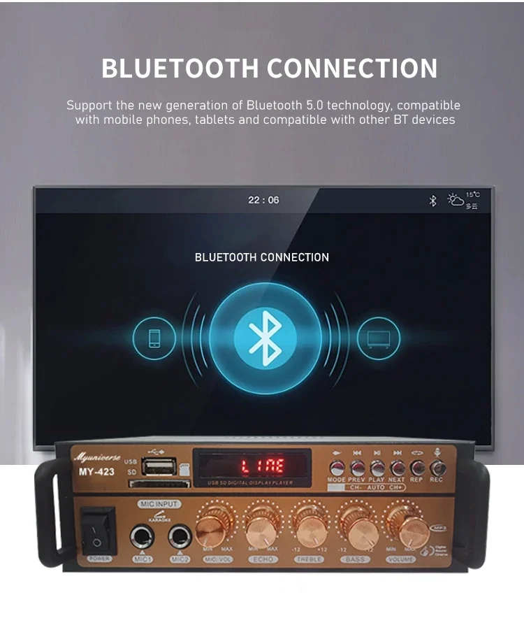 Family Karaoke Power Amplifier Mini Motorcycle Amplifiers Audio 20w ...