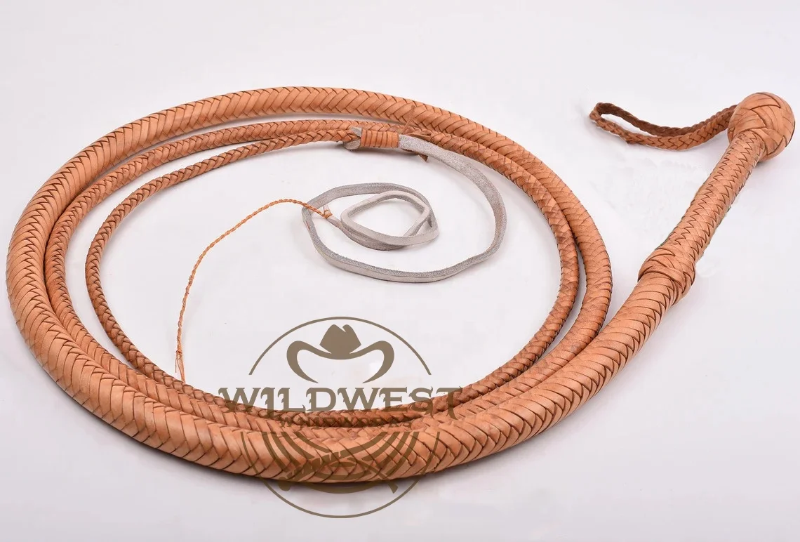 Natural Tan Kangaroo Hide Leather Bullwhip 12/16 Plait Custom Bull Whip ...