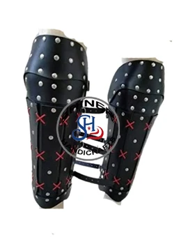 Medieval Armor Leg Guards Black Faux Leather Boots Cover Cosplay ...