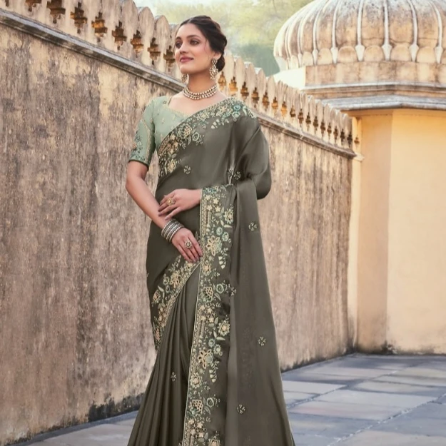 Heavy Butterfly Net With Sequence Work Heavytafeta Silk Double Sequence Thread Work Saree - Buy ...