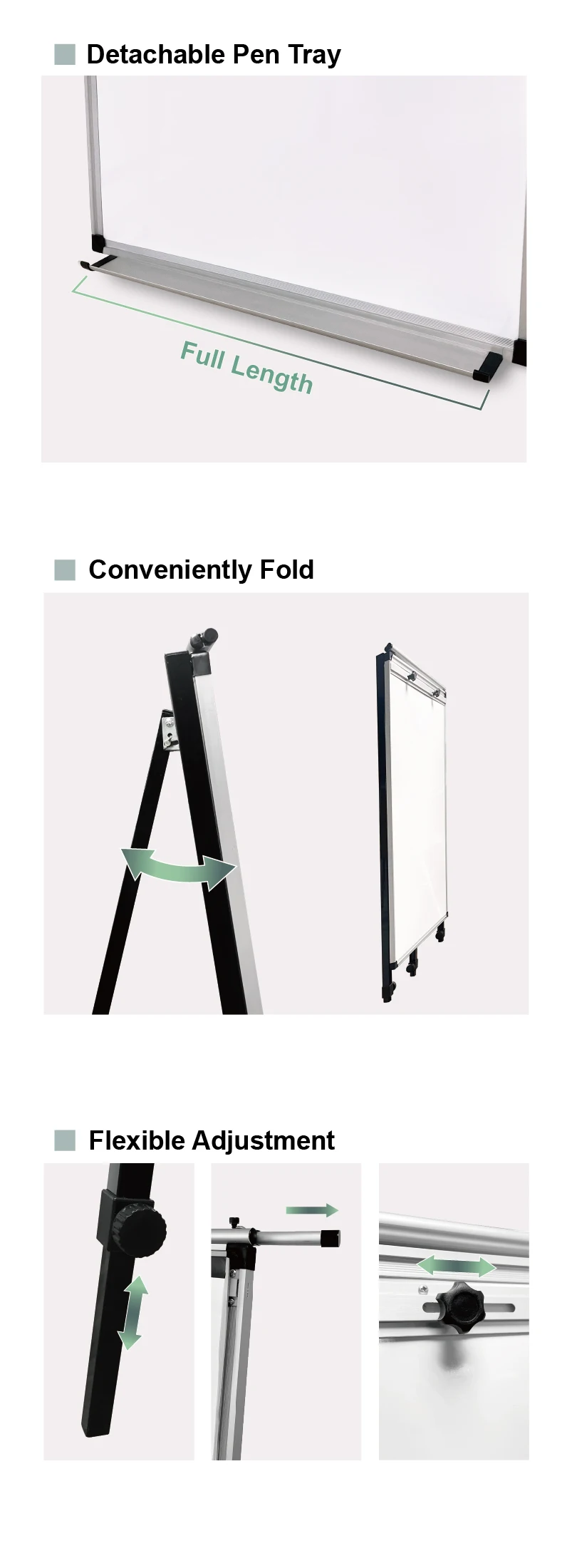 Fold Black Aluminum Square Tripod Stand Whiteboard Flip Chart - Buy ...