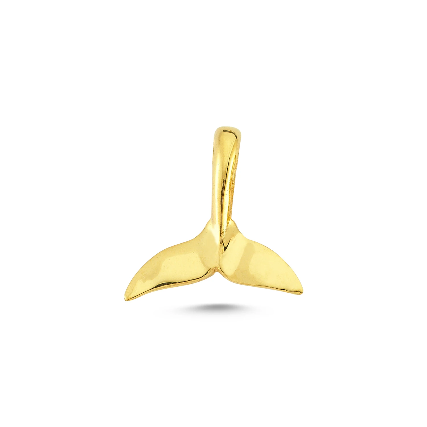Shark Whale Tail Merlin Fish Charm Necklace 14k Gold
