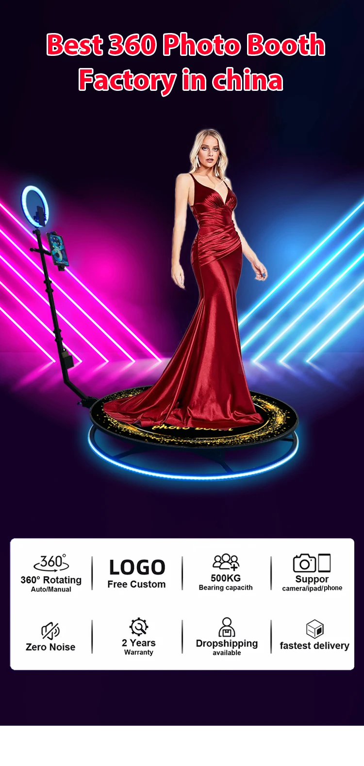 Fast Dhl Shipping 48h New Design 360 Photo Booth With Ring Light 360 ...