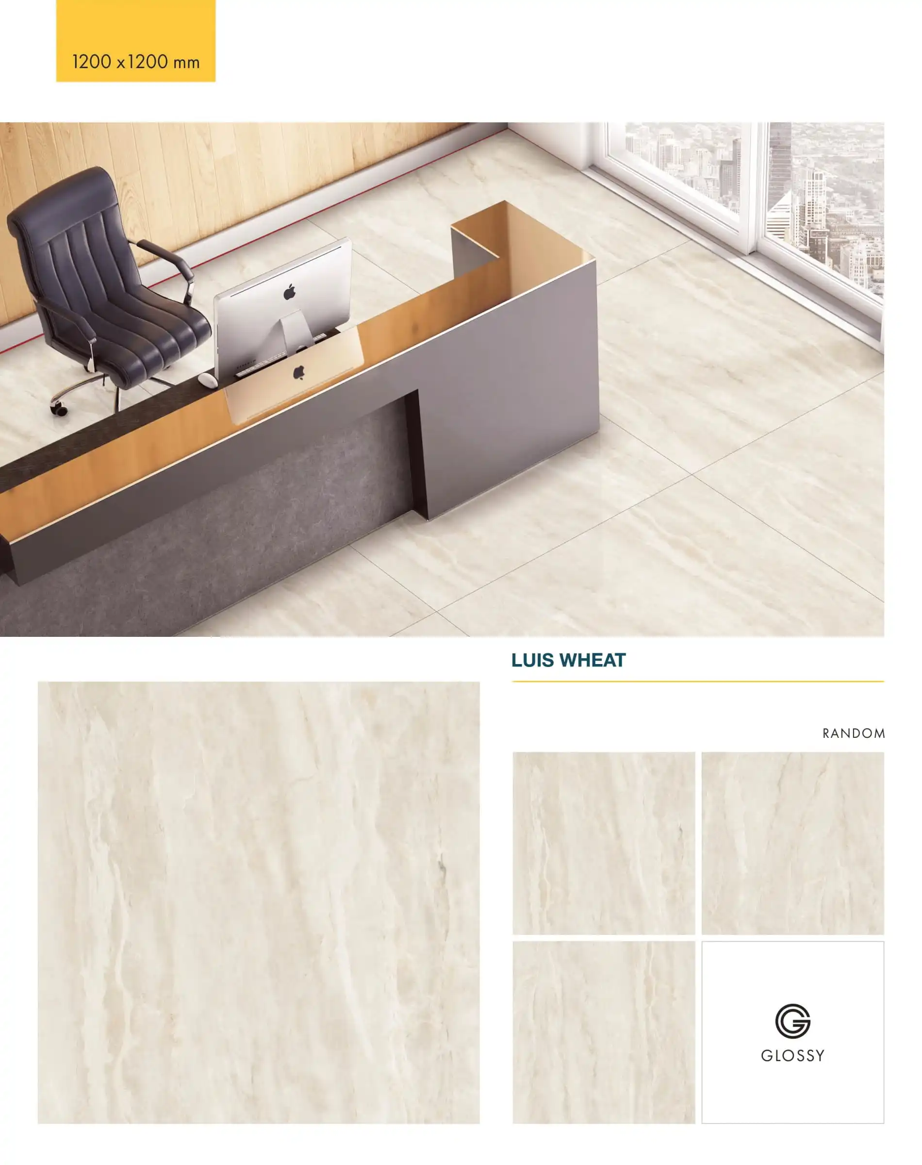 1200x1200mm Big Slab Size Polished Porcelain Floor Tiles Glossy Surface ...
