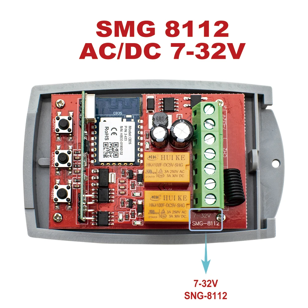 SMG-8112 Universal-Empfänger Tuya AC/DC 7-32V Smart-Schalter Garagentoröffner WLAN-Repeater ...