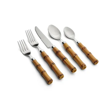 Bohemian Style Stainless Steel Cutlery Set With Bamboo Handles Oem Odm ...