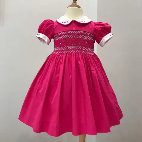 Cute Lemon Red Smocked Girls Dress - Custom Embroidered A-line Princess ...