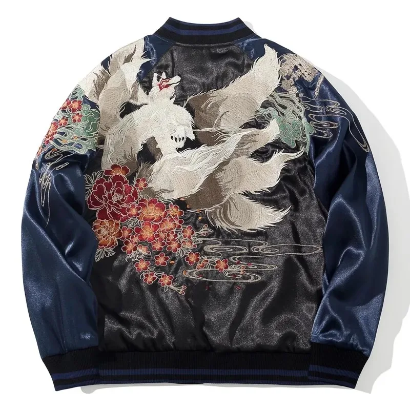 Black Four Legendary Phoenix Satin Jaket Men Sukajan Souvenir Luxury ...