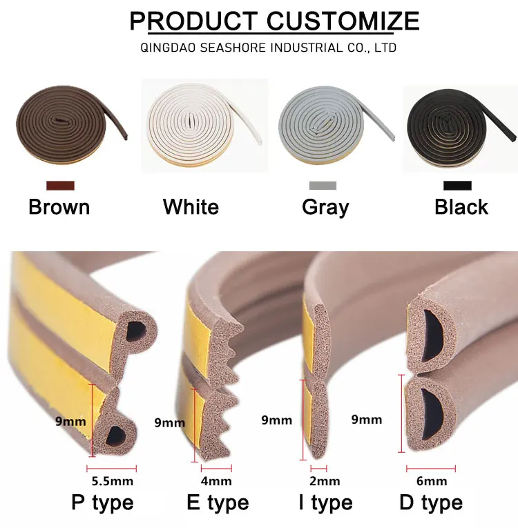 D Type Self-adhesive Epdm Foam Sealing Strip For Wood Door Sound ...